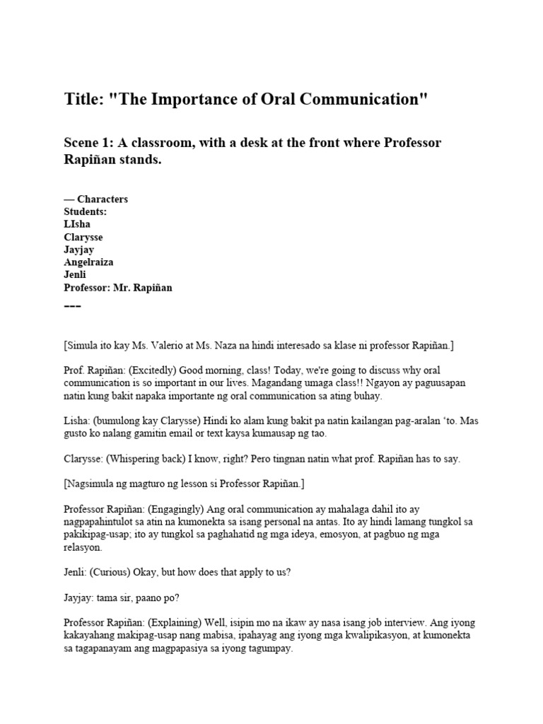 Script in Oral Com | PDF