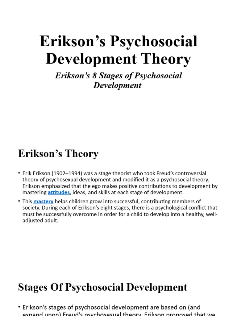 Erikson's 8 Stages of Psychosocial Growth | PDF | Human Development | Social Psychology