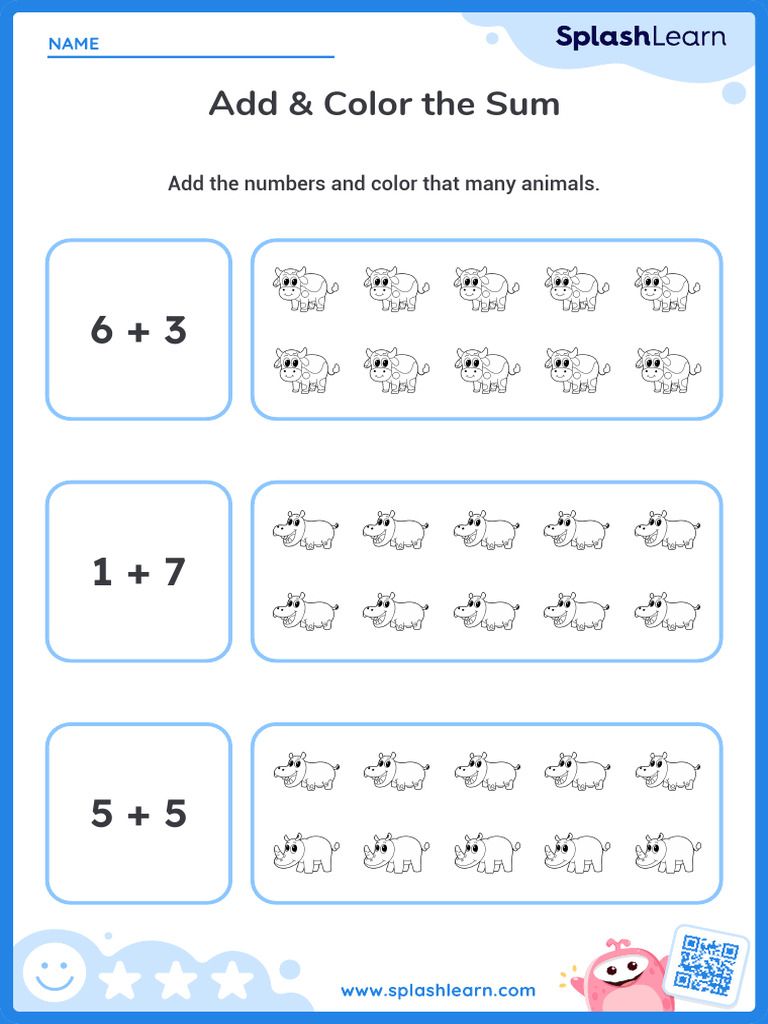 Add and Color Animals (Within 10) Worksheet | PDF