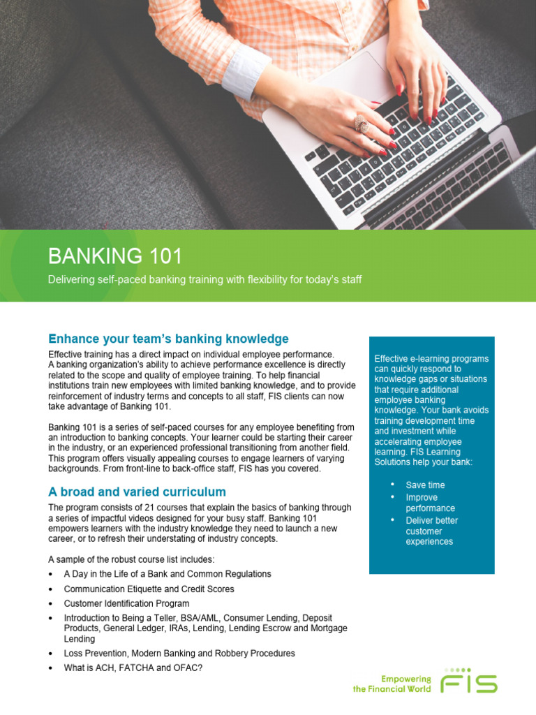 Banking 101 Product Sheet | PDF | Banks | Educational Technology