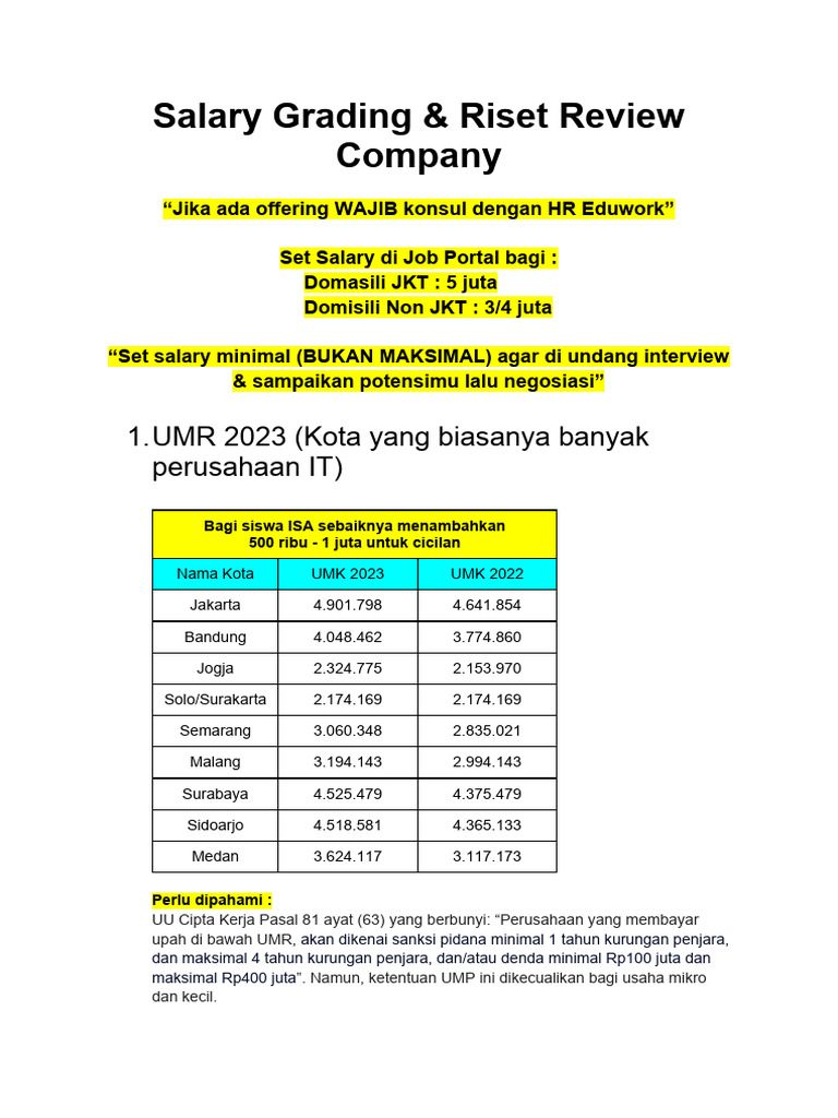 Salary Grading & Riset Review Company | PDF | Karier & Perkembangan ...