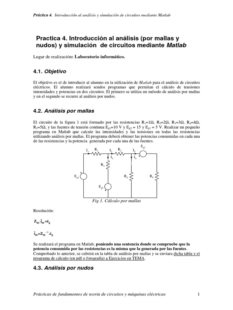 Análisis de Circuitos con Matlab | PDF | Resistencia Eléctrica y Conductancia | Ciencia de los ...
