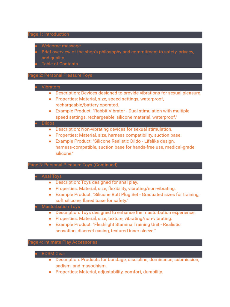 Adult Toy Shop Guide | PDF | Bdsm