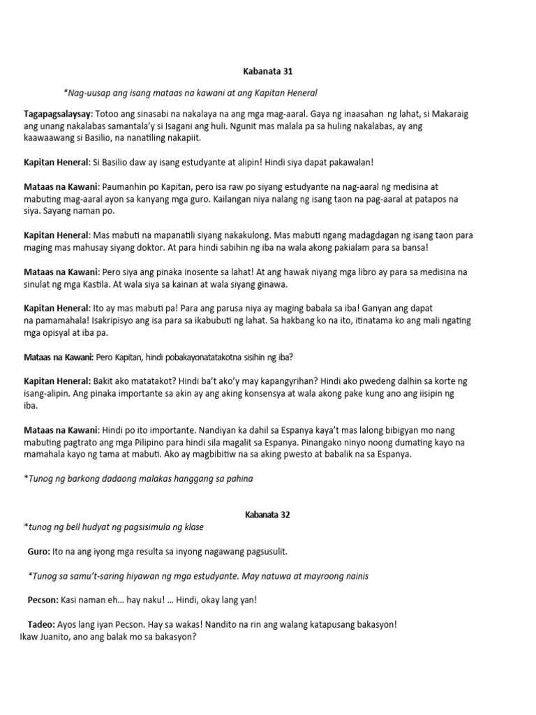 Filipino Script El Fili Kabanata 31 39 | PDF