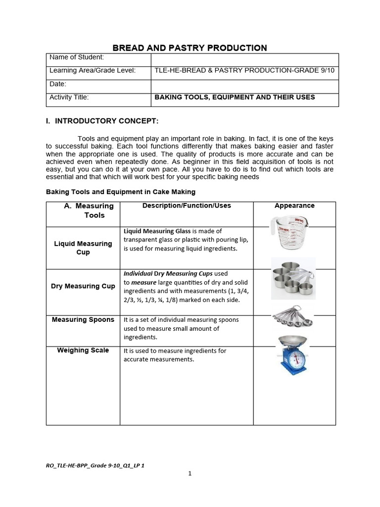 BPP Activities and Handouts | PDF | Cakes | Baking