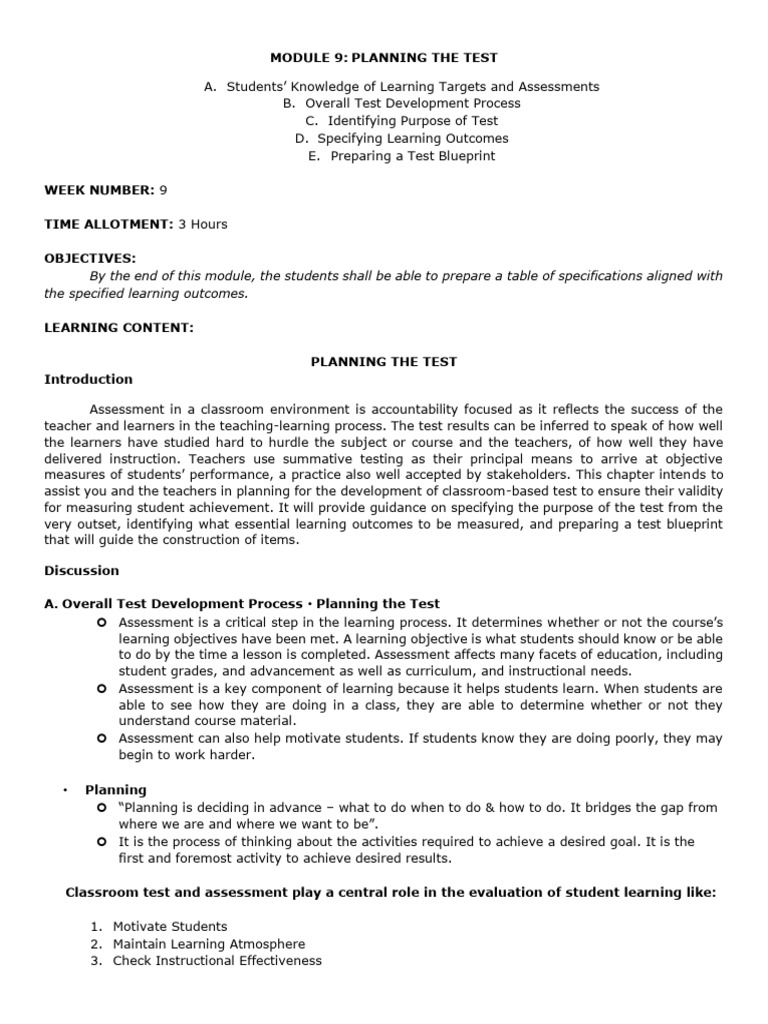 EDUC 107a Module 9 UPLOAD | PDF | Educational Assessment | Learning