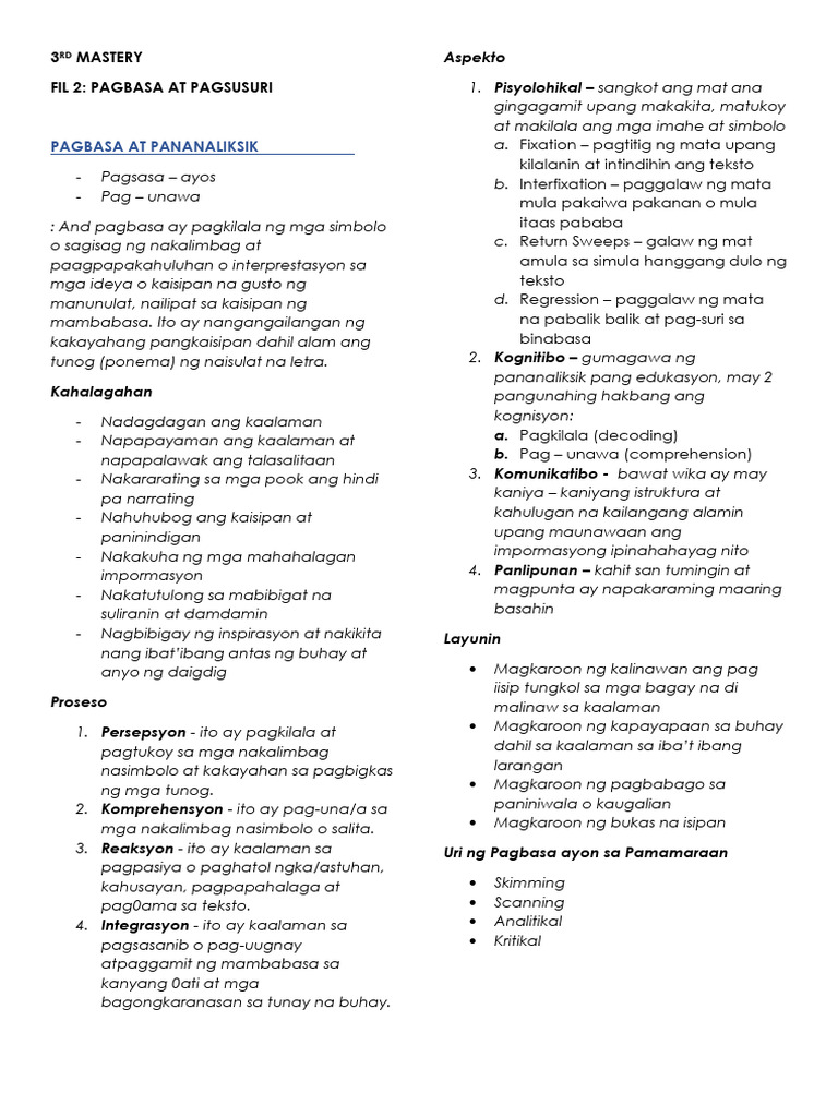Fil 2 - 3RD Mastery | PDF