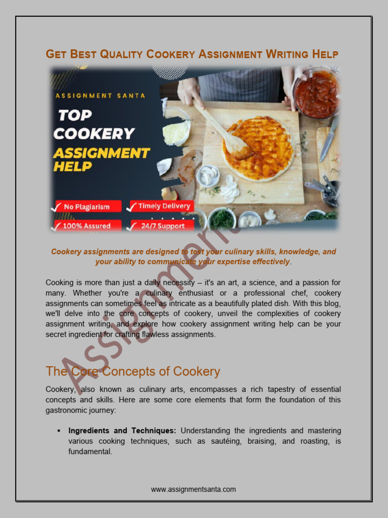 Get Best Quality Cookery Assignment Writing Help | PDF | Cooking | Taste