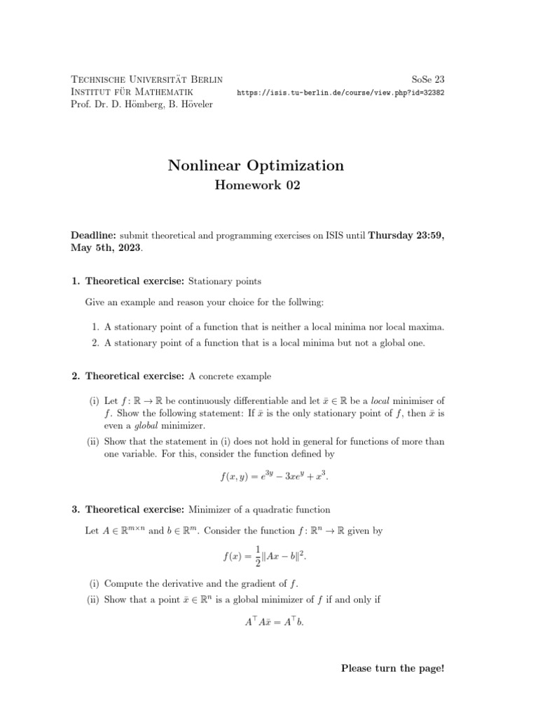 Sheet02 1 | PDF | Mathematical Optimization | Derivative