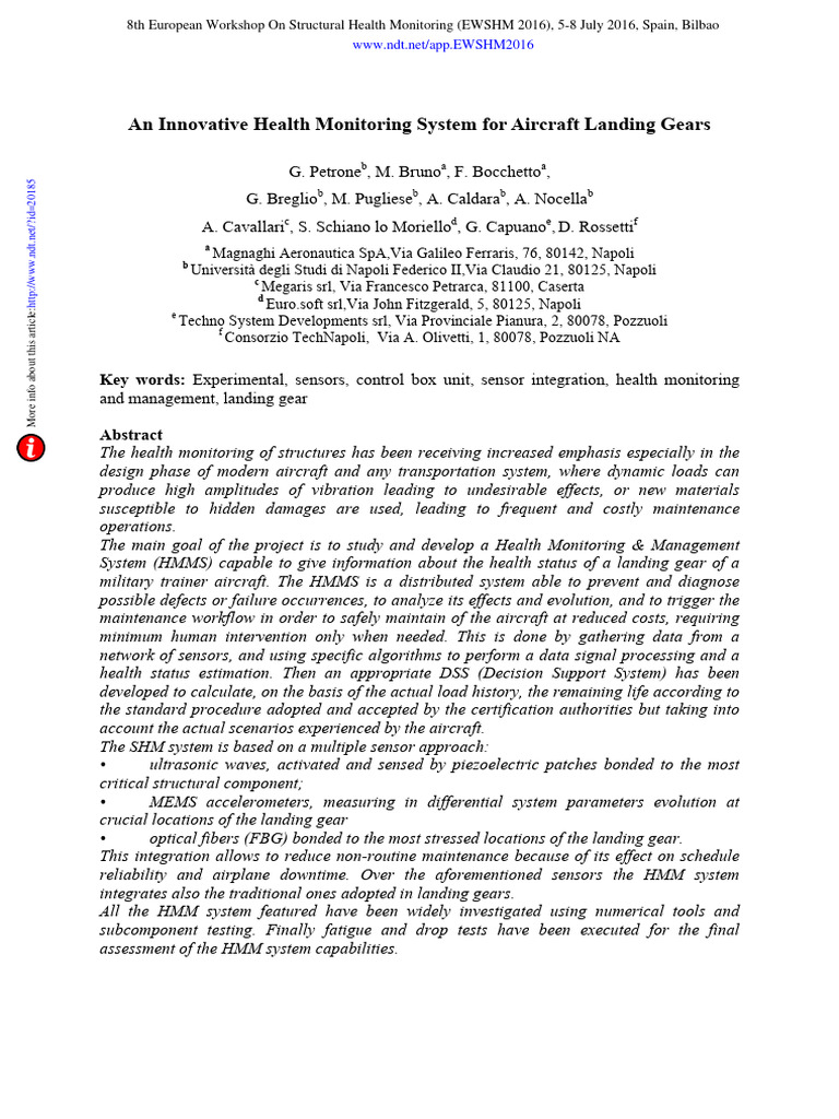 Aircraft Landing Gear Health Monitoring System | PDF | Accelerometer