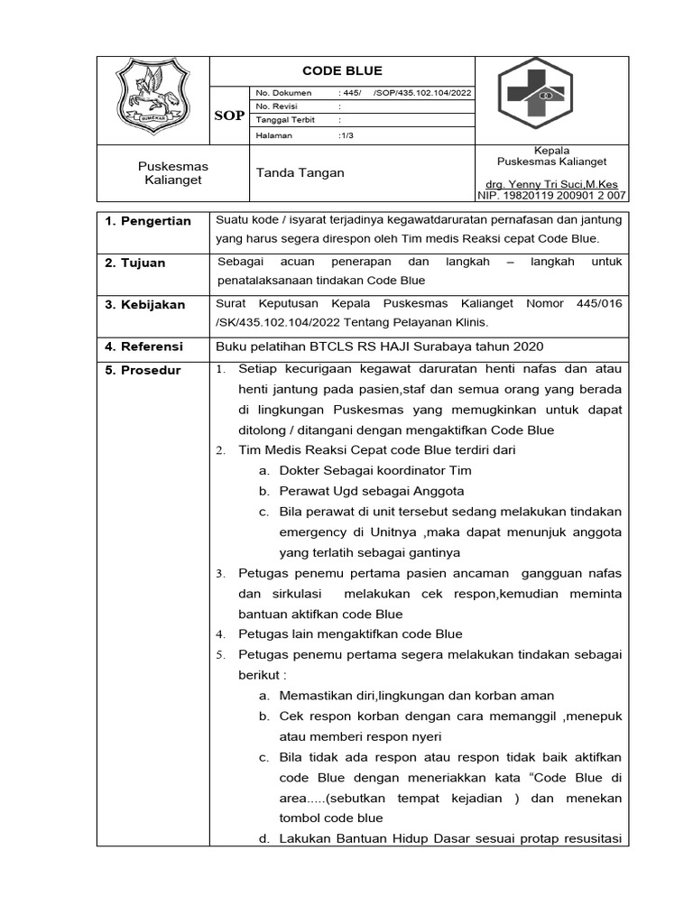 SOP CODE BLUE Fix | PDF