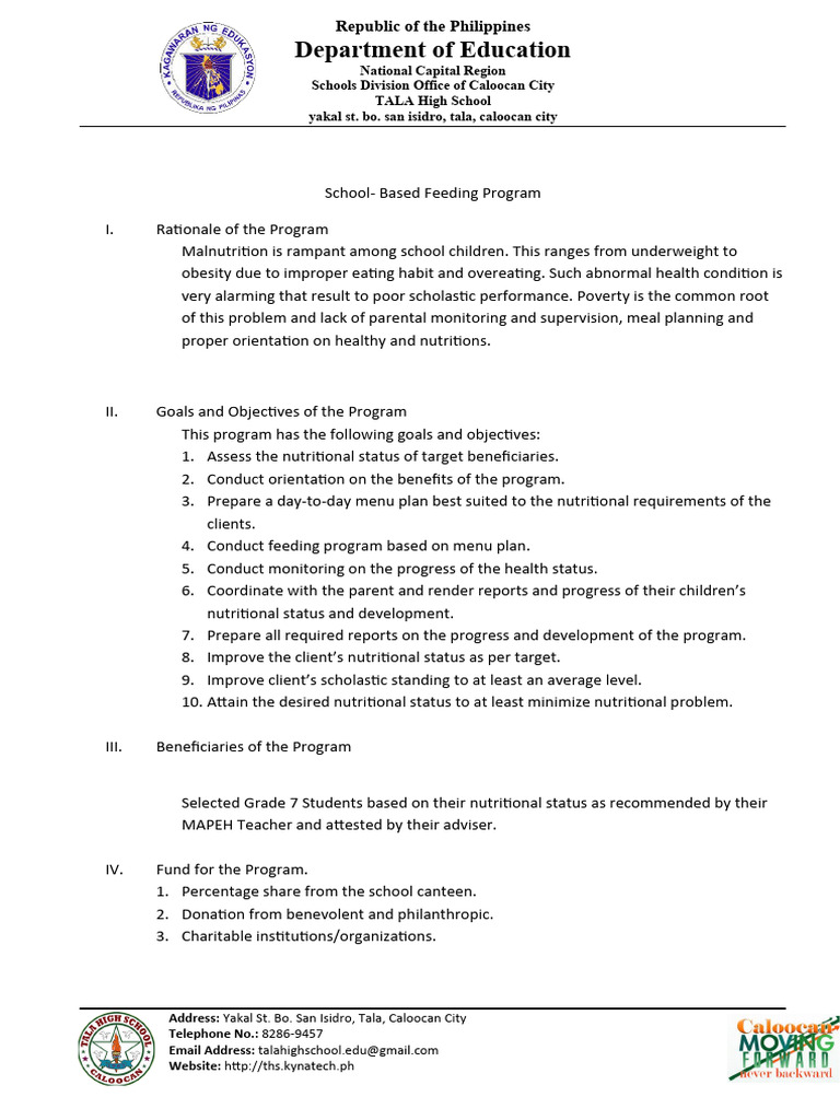 Narrative Report On SBFP | PDF | Malnutrition | Nutrition