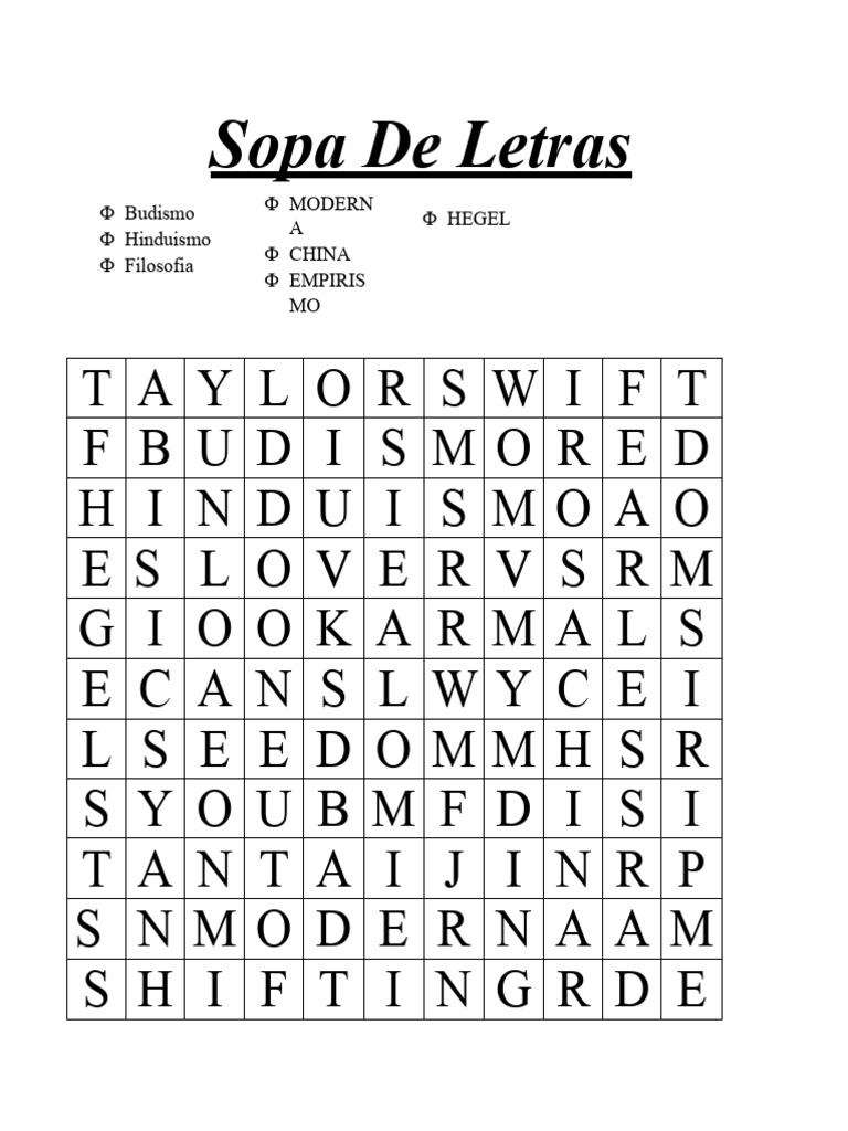 Sopa de Letras Filosofía | PDF