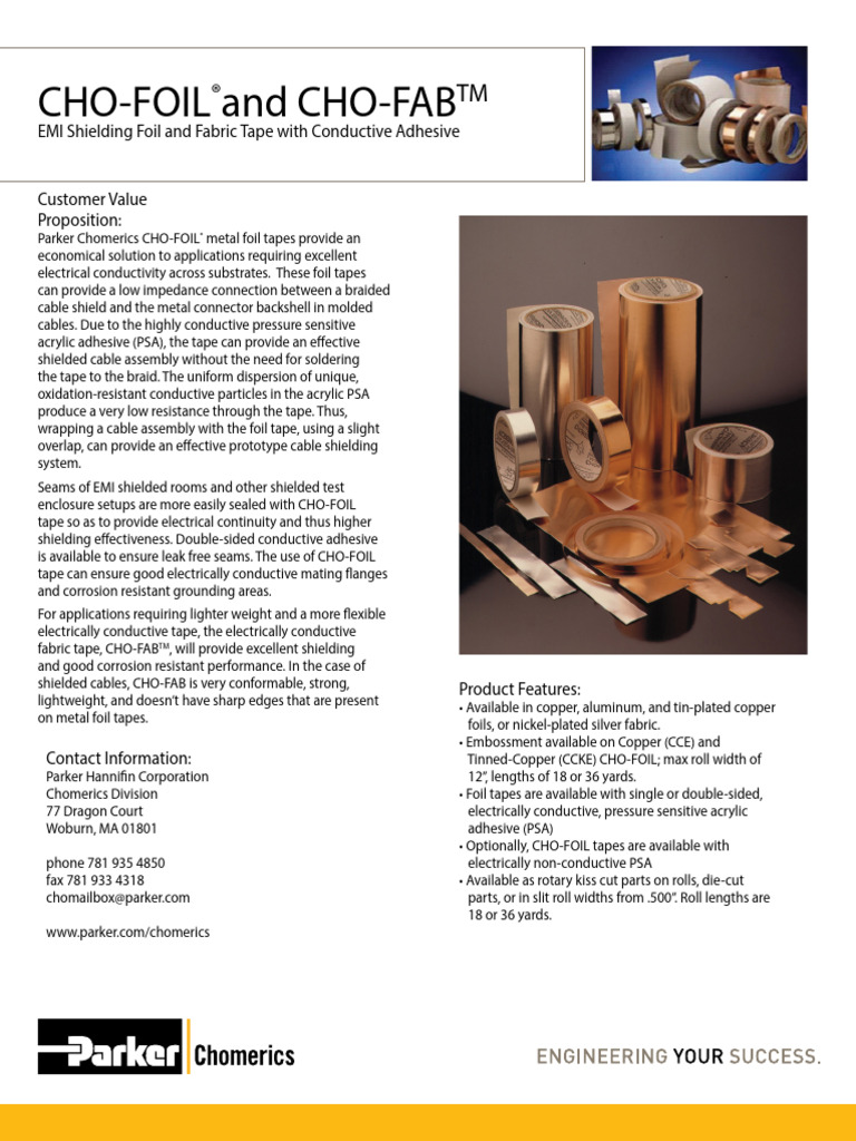 Parker Chomerics CHO-FOIL-CHO-FAB Conductive Tape | PDF | Electrical Conductor | Building Materials