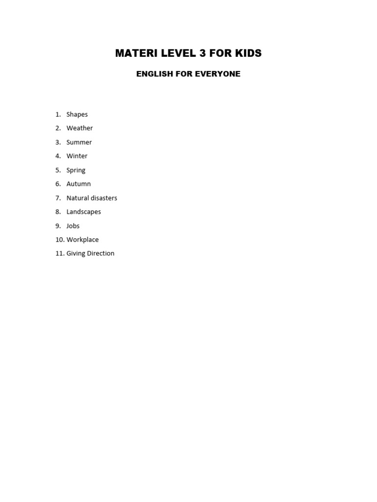 Materi Level 3 For Kids Pdf