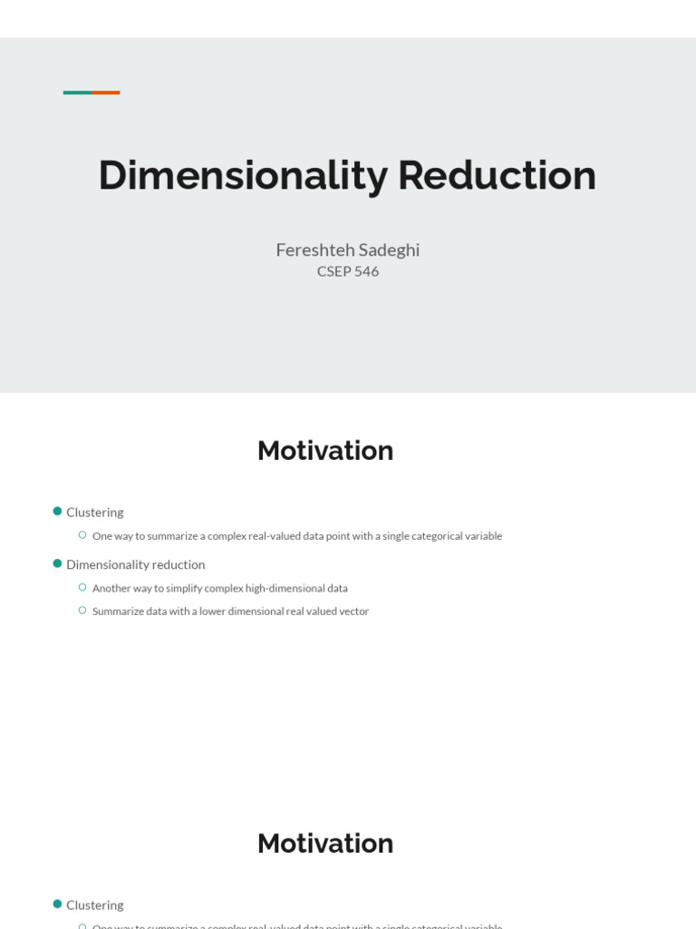 Dimensionality Reduction | PDF | Dimension | Applied Mathematics