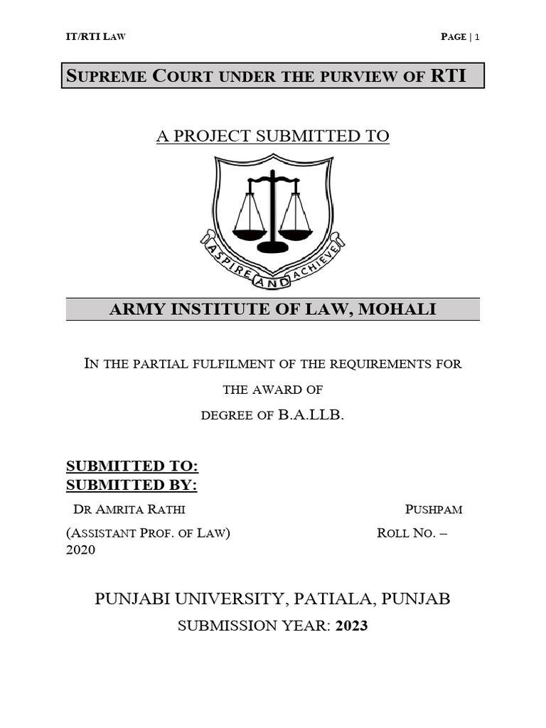 RTI Project | Download Free PDF | Supreme Court Of India | Supreme ...