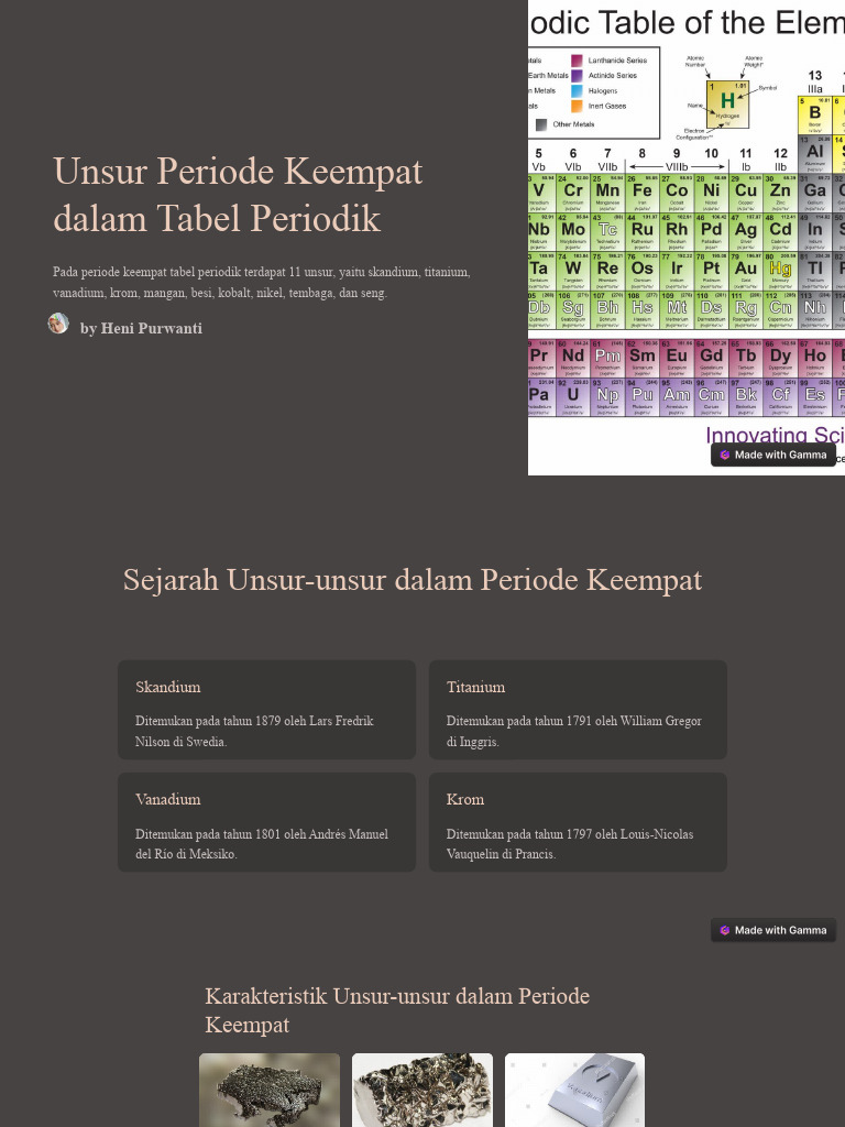 Unsur Periode 4 dalam Tabel Periodik | PDF | Teknologi & Rekayasa