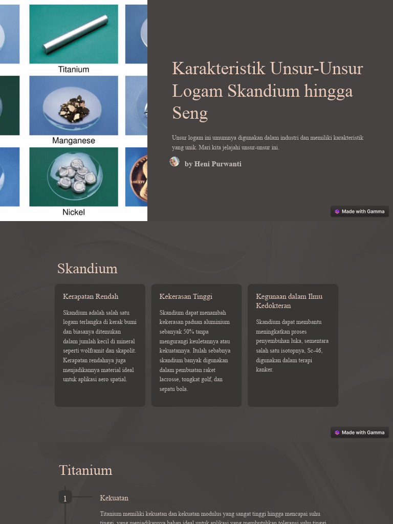 Karakteristik Unsur Unsur Logam Skandium Hingga Seng | PDF