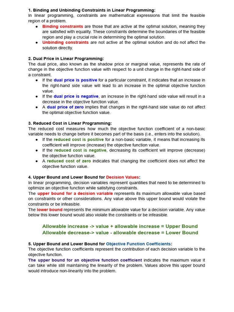 SoheilTavakkol - LP Dual Price Reduced Cost Binding Unbinding ...
