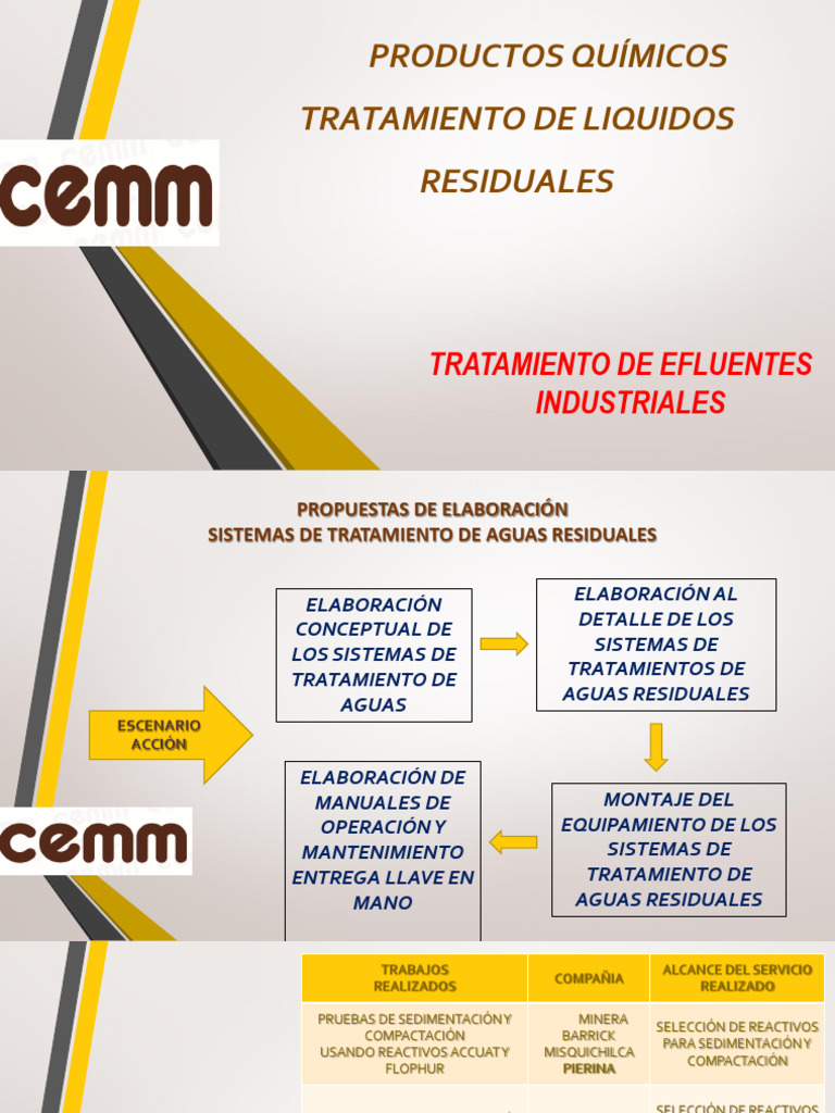 Presentacion Cemm - Productos Quimicos | PDF | Aguas residuales | Precipitación (Química)