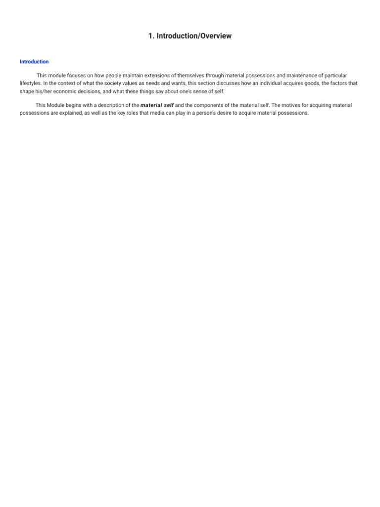 Module 8 - MATERIAL SELF/ECONOMIC SELF | PDF | Consumerism | Self