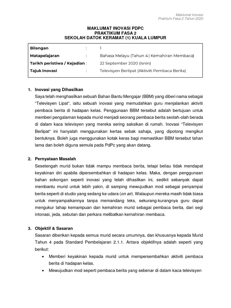 Inovasi Televisyen Lipat untuk PdPc | PDF