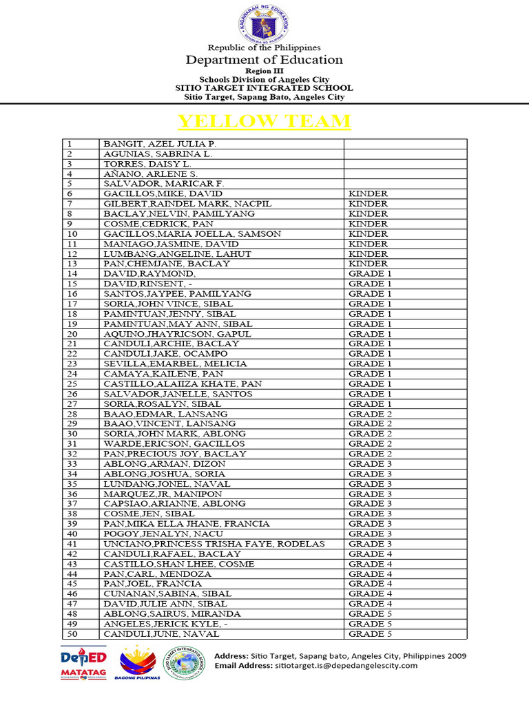 Final List Intrams | PDF