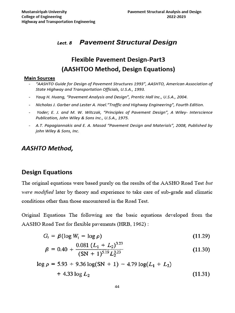 Flexible Pavement Design-Part3 (AASHTOO Method, Design Equations) | PDF ...