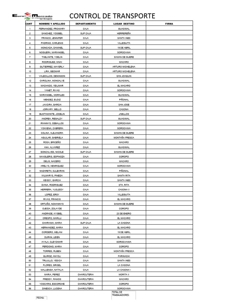 Formato de Transporte | PDF