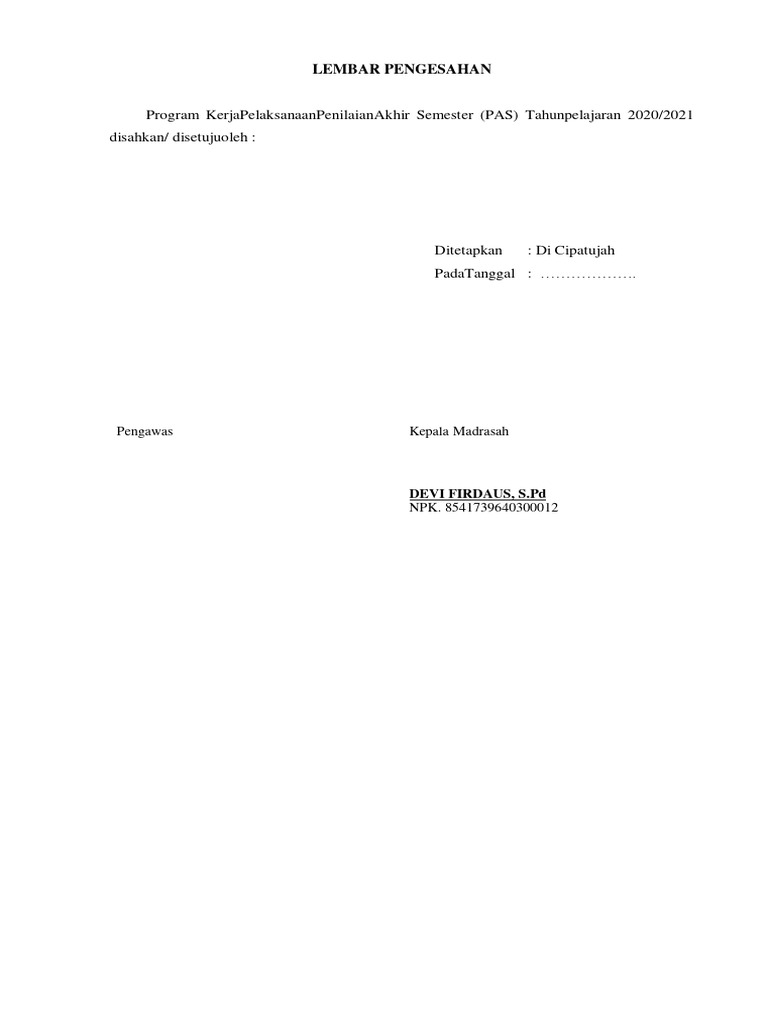 Program Kerja PAS MTs 2020/2021 | PDF