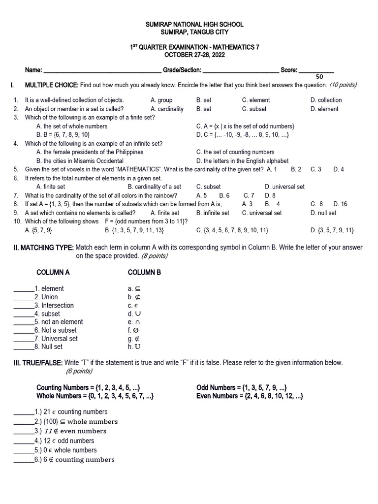Math 7 | PDF | Logic | Mathematics