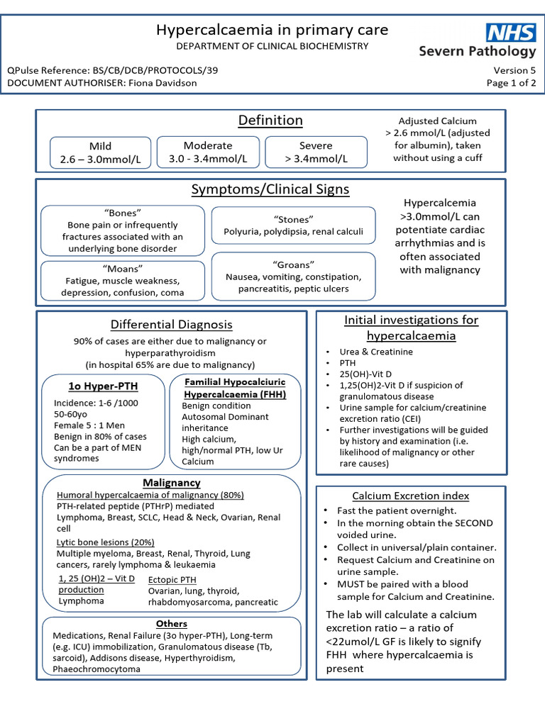 Hypercalcaemia in Primary Care | PDF | Diseases And Disorders ...