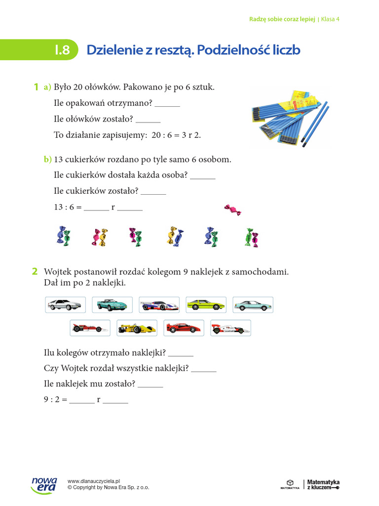 Radze Sobie Coraz Lepiej 4i8 Dzielenie Z Reszta Podzielnosc Liczb | PDF