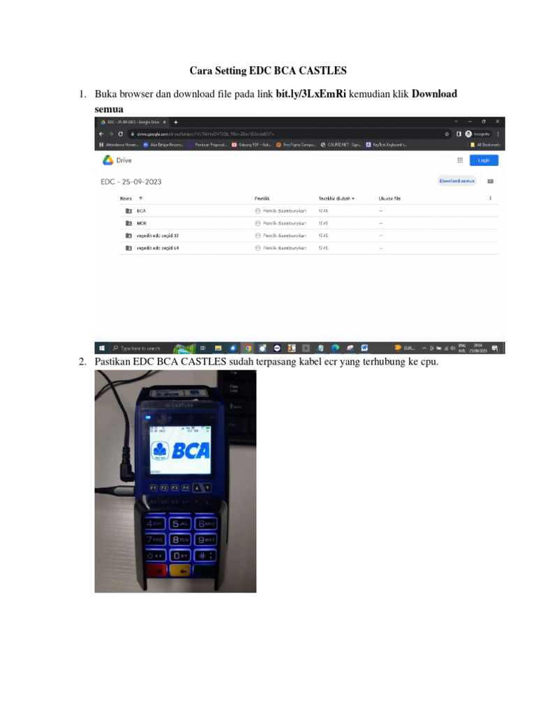 Panduan Setting EDC BCA CASTLES | PDF