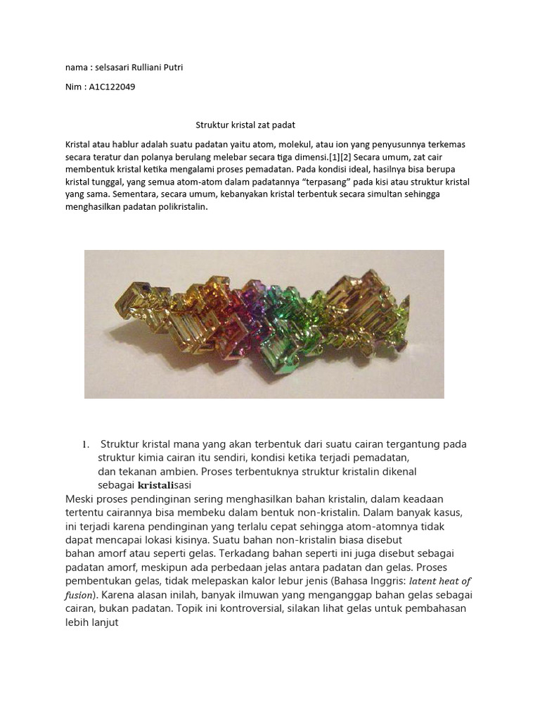 Struktur dan Jenis Kristal Zat Padat | PDF