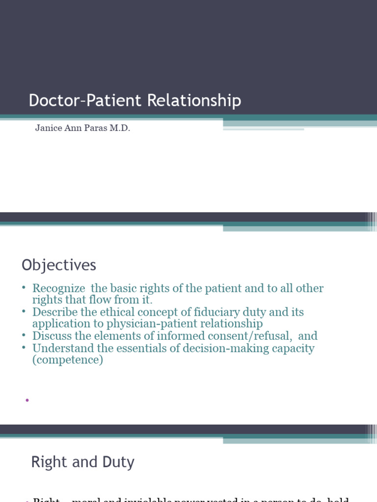 Doctor Patient Relationship | PDF | Informed Consent | Confidentiality
