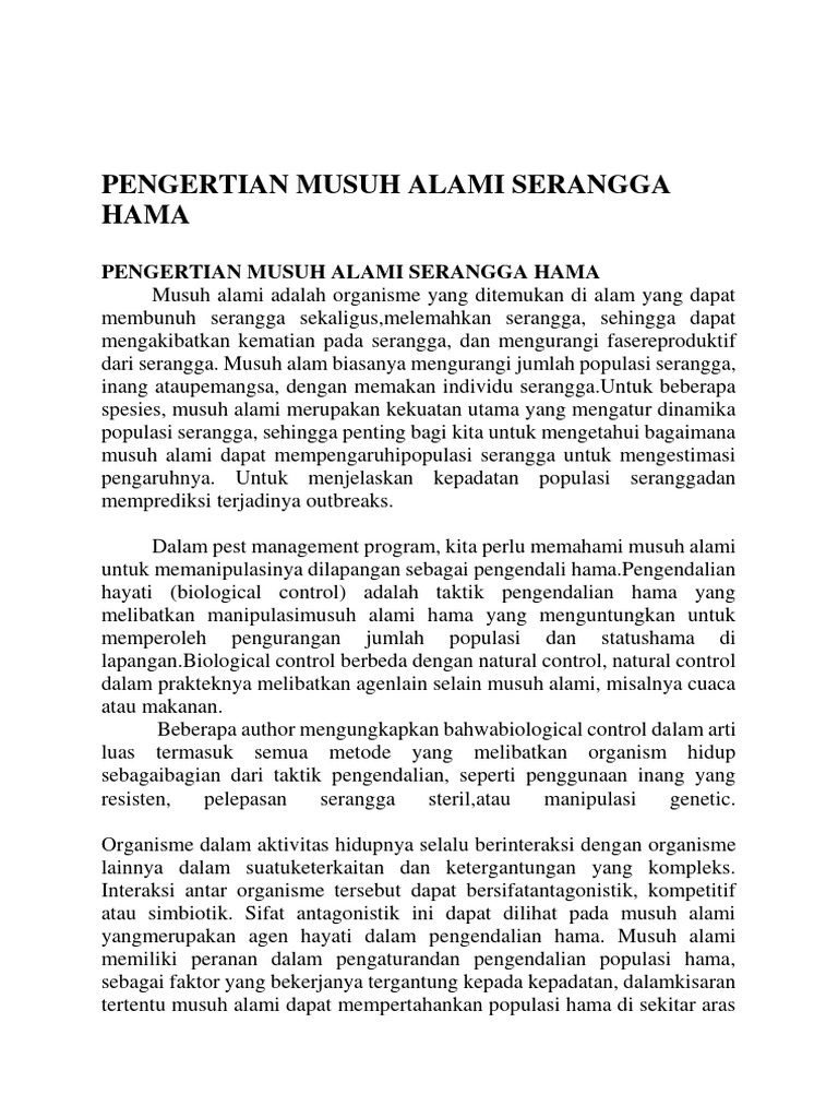 Pengertian Musuh Alami Serangga Hama | PDF