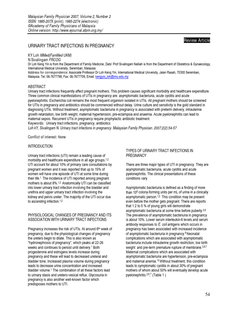 UTIs in Pregnancy: Risks and Treatments | PDF | Urinary Tract Infection ...