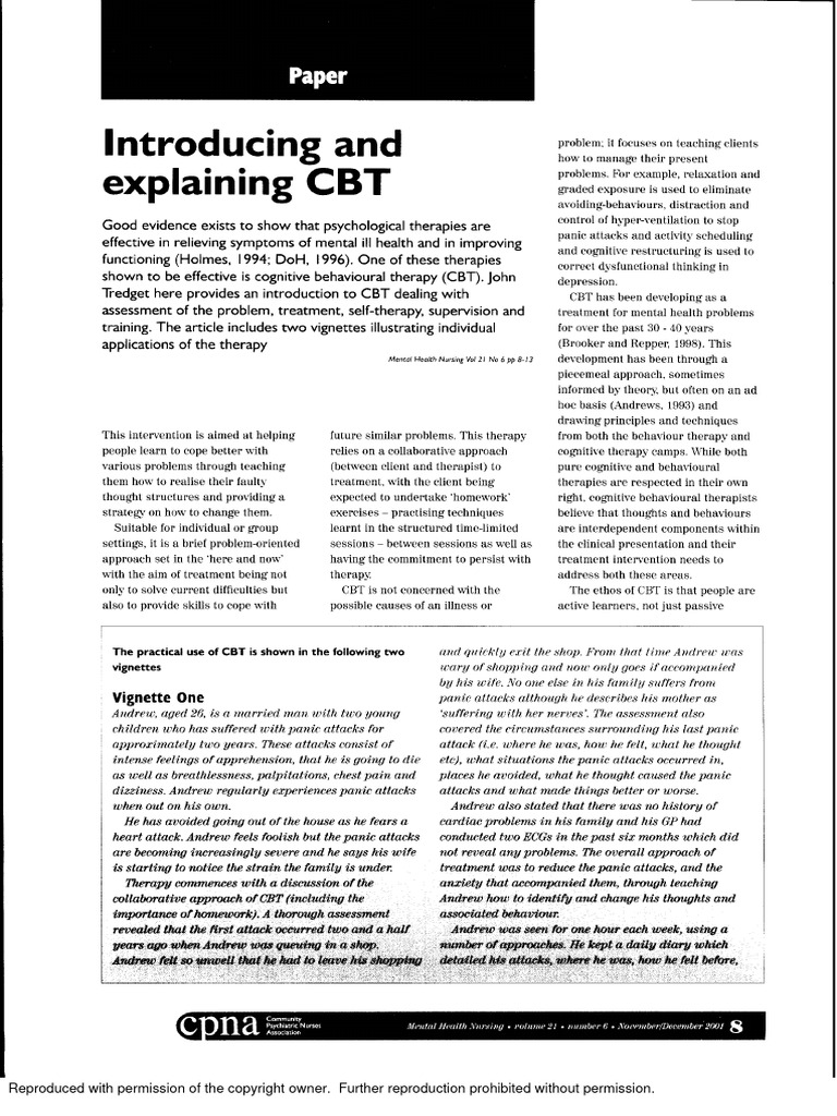 Tredget - Introducing and Explaining CBT | PDF