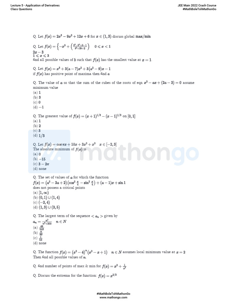 Extrema and Critical Points in Calculus | PDF | Mathematical Logic ...