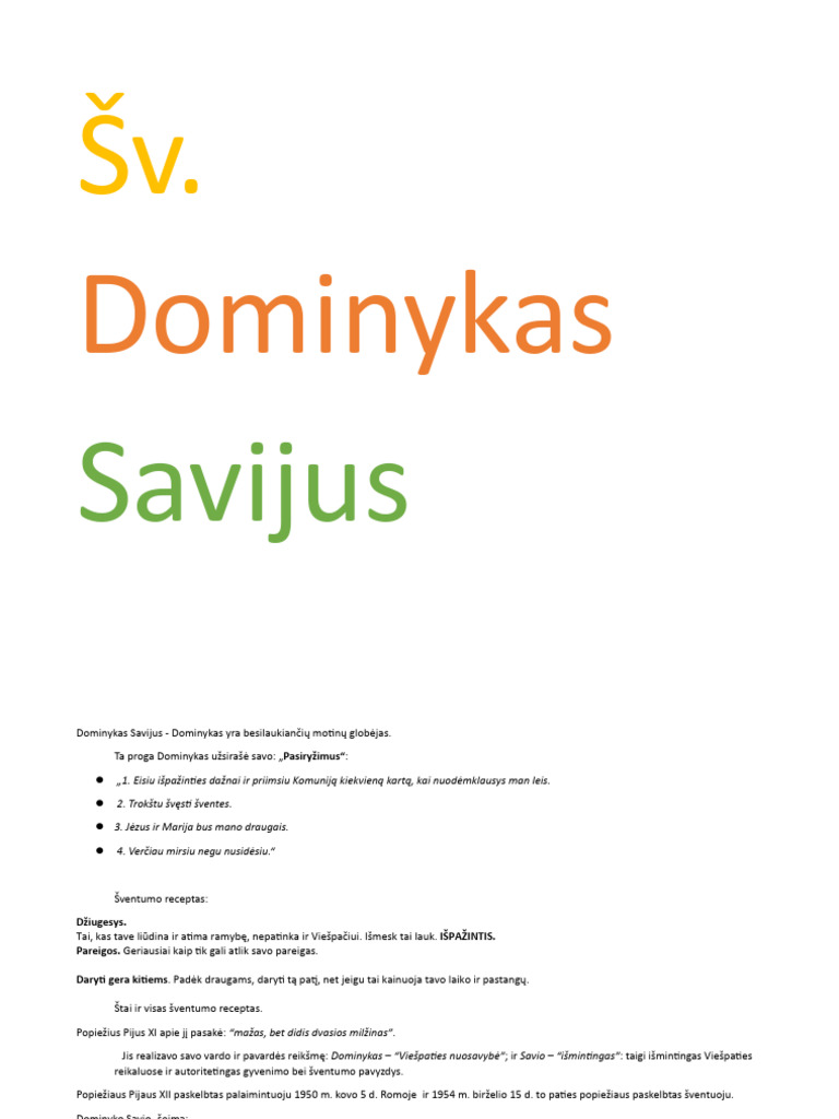 Šv Dominykas Savio 2023 | PDF