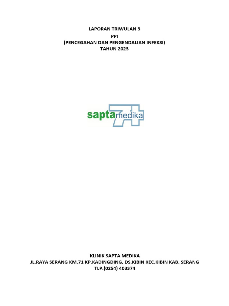 Laporan PPI Triwulan 3 Juli-Sept 2023 Klinik Sapta Medika | PDF | Sains & Matematika