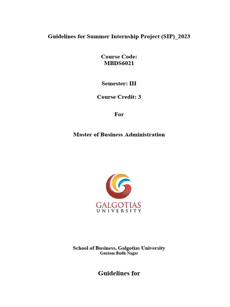 SIP Guidelines 2023 | PDF | Internship | Job Hunting