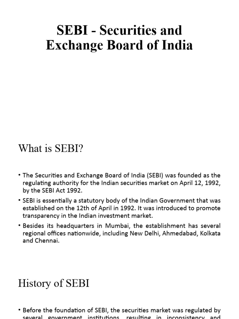SEBI | PDF | Securities (Finance) | Reserve Bank Of India