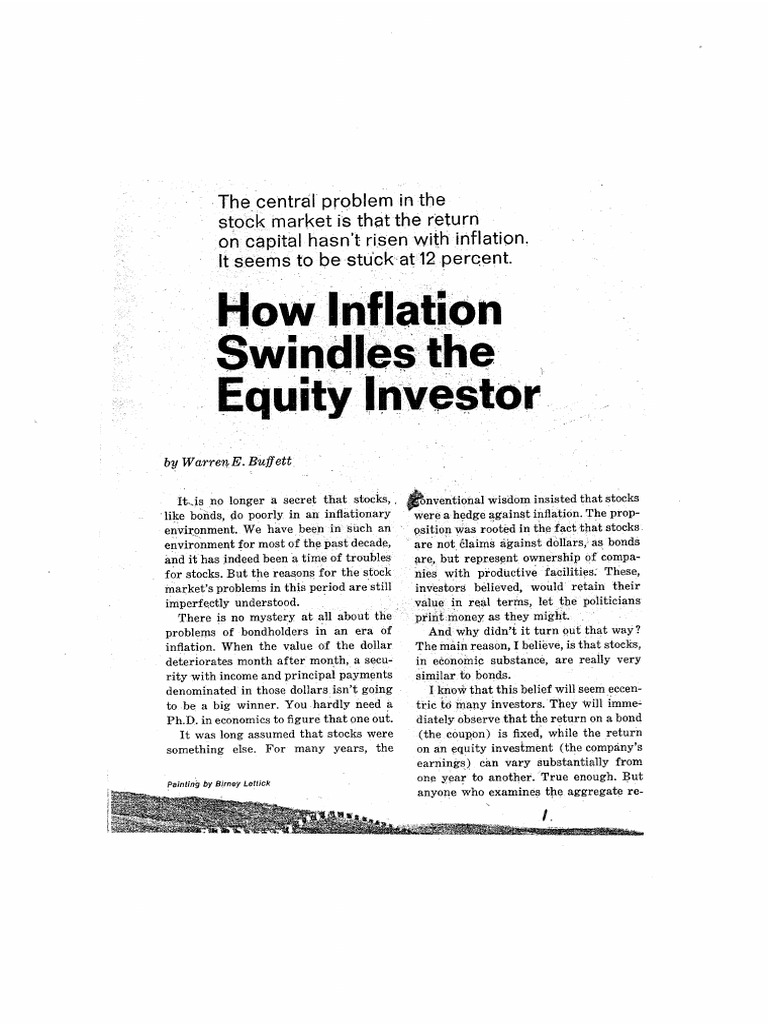 How Inflation Swindles The Equity Investor | PDF