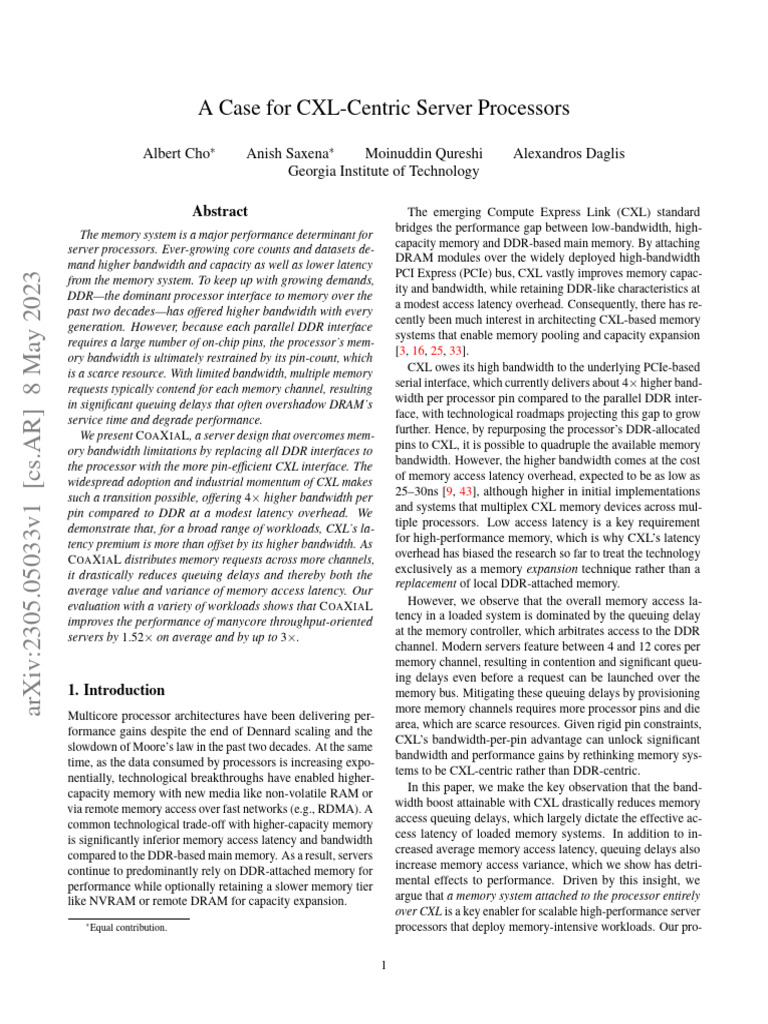 A Case For CXL-Centric Sever Processors | PDF | Computer Memory | Electronic Engineering