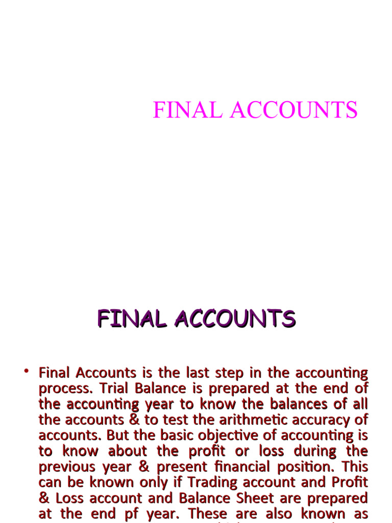 Final Accounts For MBA Students | PDF | Income Statement | Balance Sheet