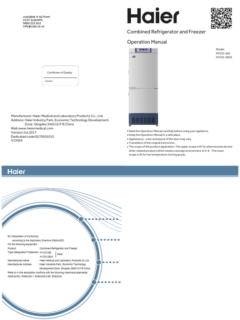 Haier HYCD-282A Manual Overview | PDF | Refrigerator | Ac Power Plugs ...