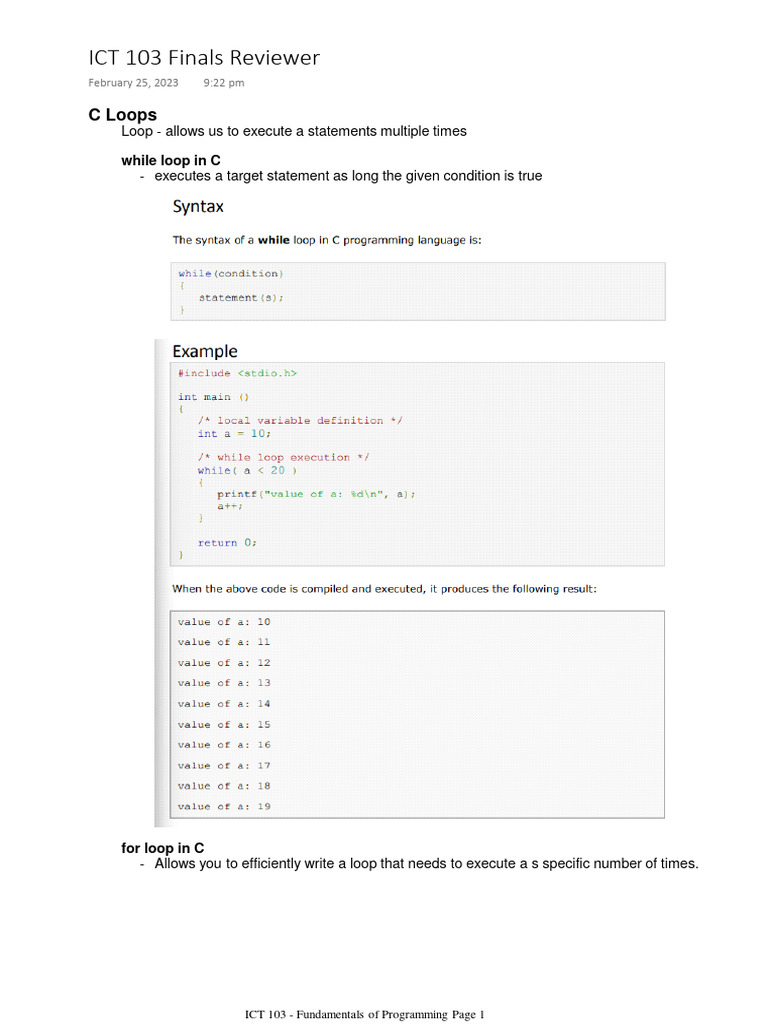 ICT 103 Finals Reviewer | PDF | Control Flow | Software Engineering